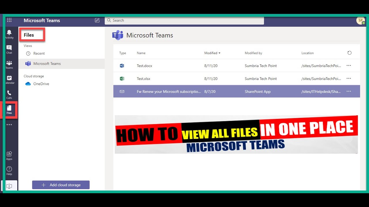 20 How to view all files in one place in Microsoft Teams - YouTube