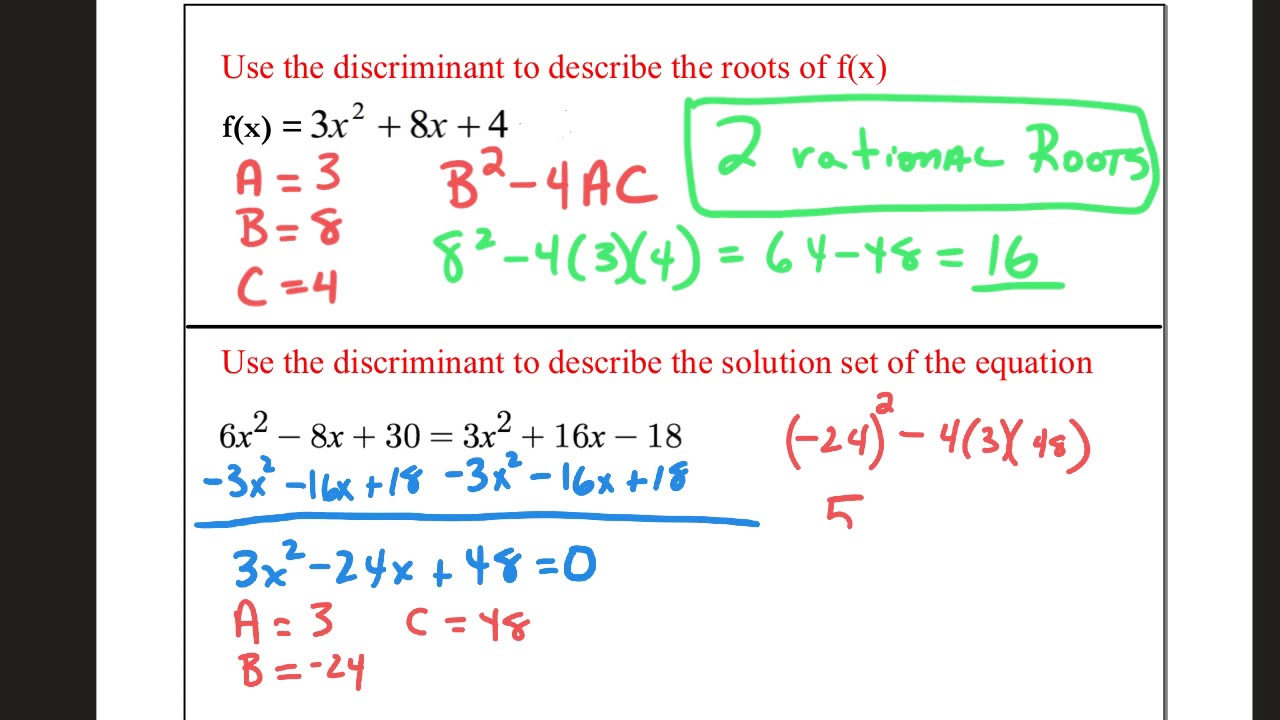 Calculating Discriminant - YouTube