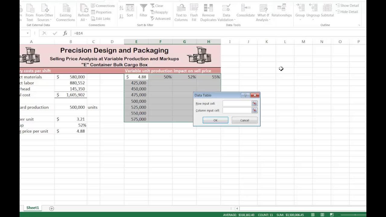 Creating a Two Variable Data Table - YouTube