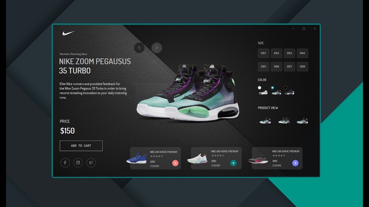 C# UI Design - NIKE Flat Design - Visual Studio Dashboard Winform App ...
