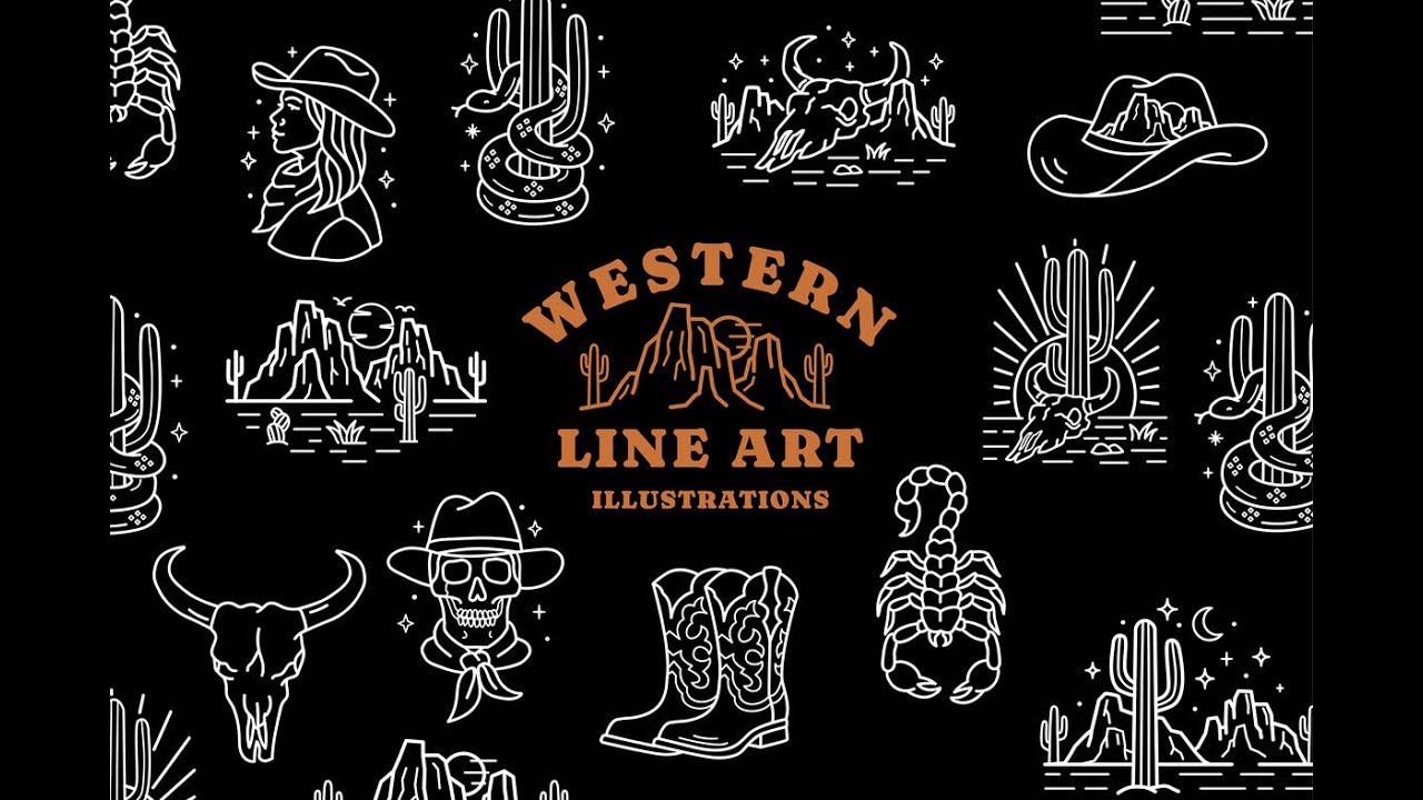 Western Line Art Illustrations Stock Graphics Download - YouTube
