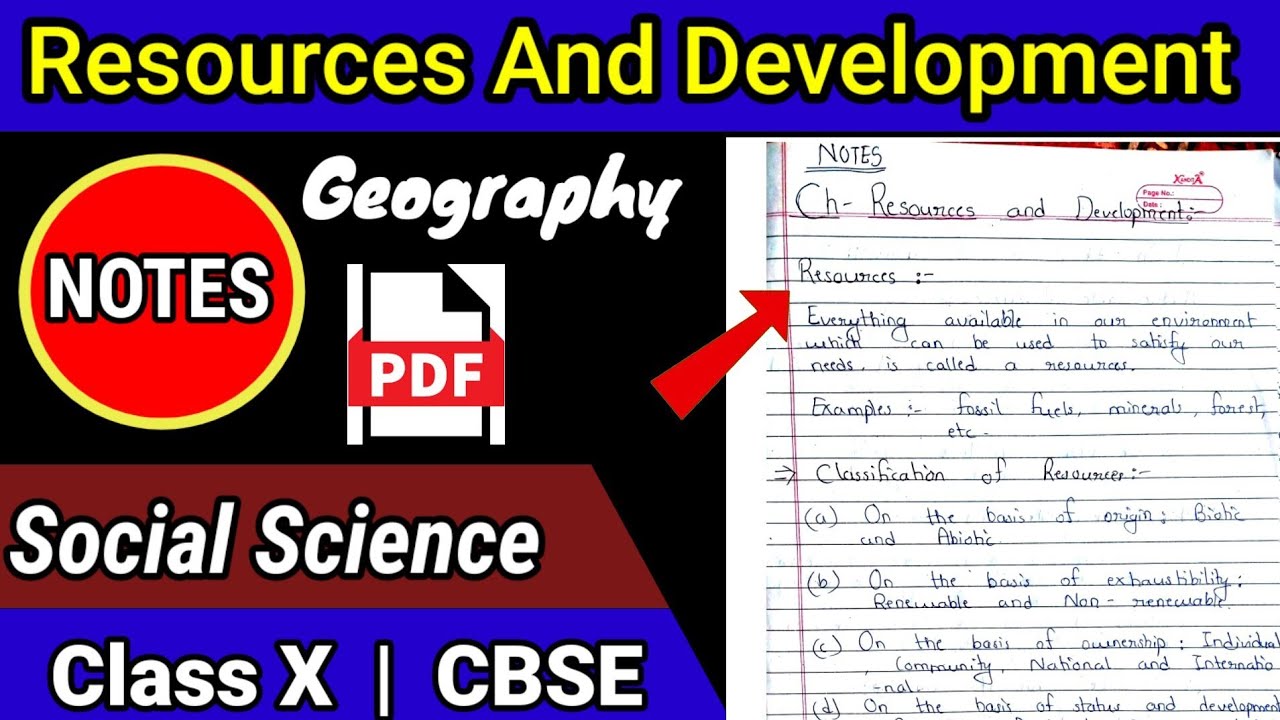 Resources And Development Class 10 Notes Pdf | Geography Social Science ...