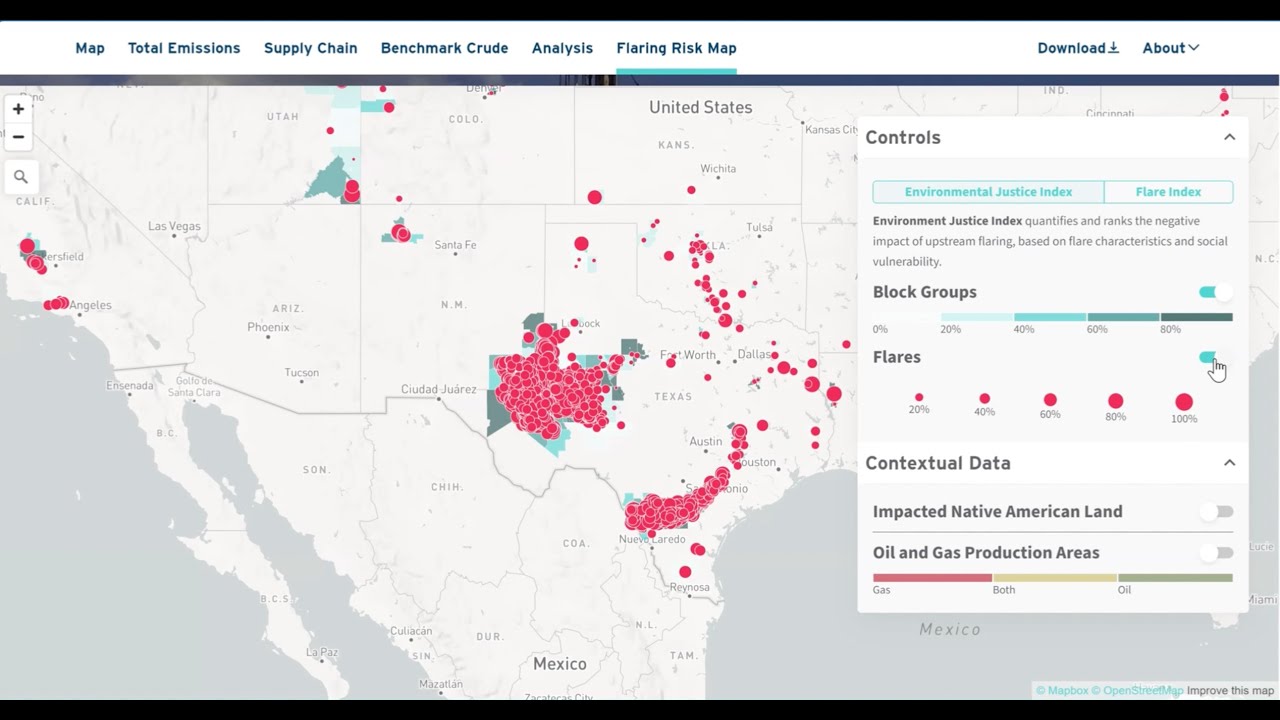 Tutorial demonstration of the Flaring Risk Map feature of the OCI+ tool ...