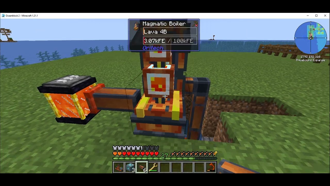 Oceanblocks 2 Oritech Steam Engine Setup - YouTube