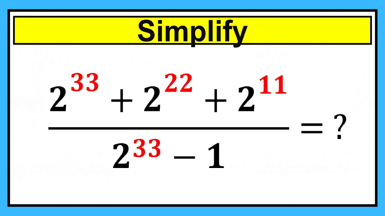 Nice Exponent Math Simplification Problem - YouTube