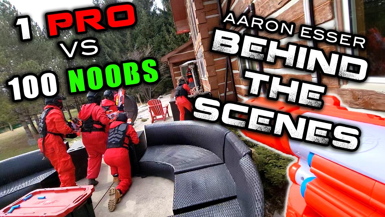 Aaron Essers 1 Nerf Pro Vs 100 Noobs (Behind The Scenes) - YouTube