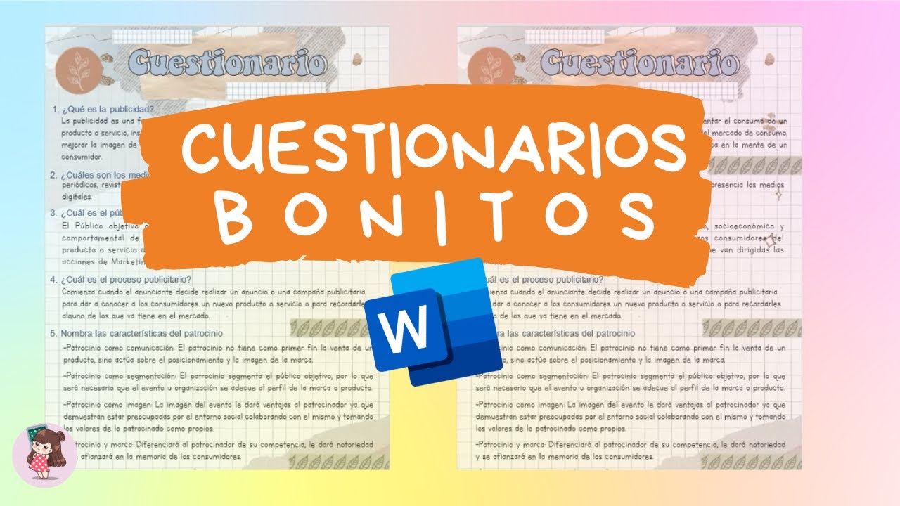 CUESTIONARIOS BONITOS en WORD - YouTube