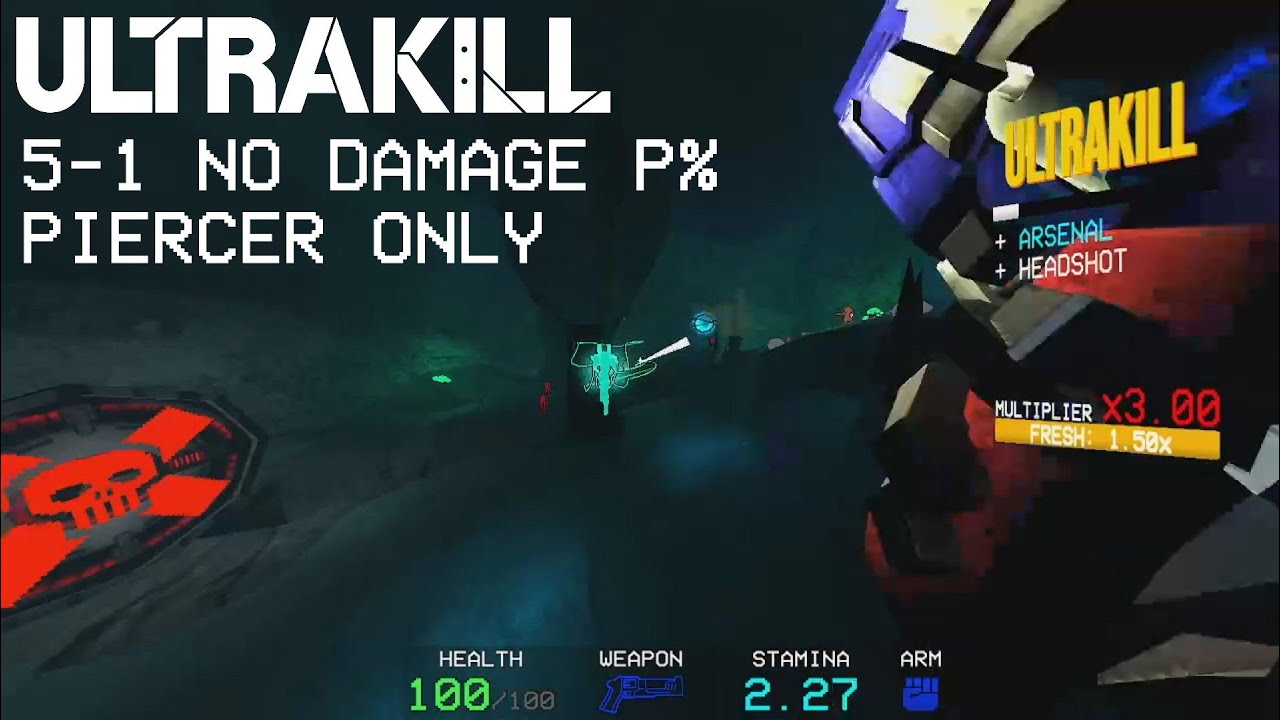 ULTRAKILL | 5-1 P% No Damage Piercer Only (No Charge Shots) - YouTube