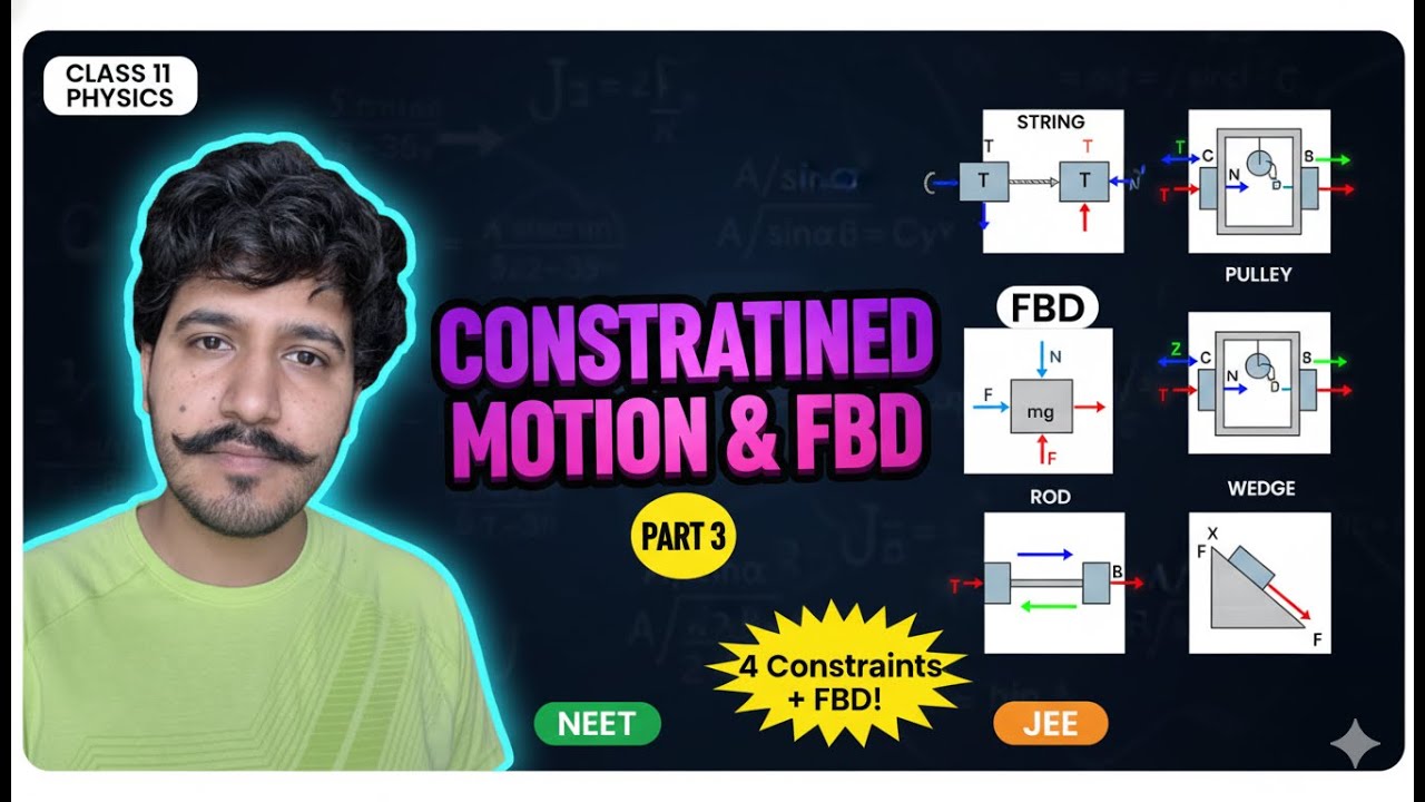 Constrained Motion & FBD Complete | String, Pulley, Wedge Constraint | Newton's Laws Part 3 ...