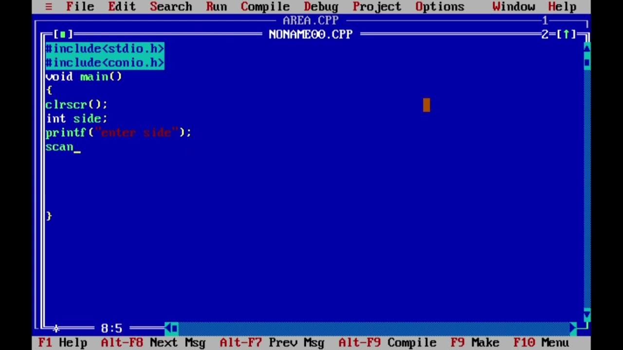 Write a program to calculate area of a square (side is given) - YouTube