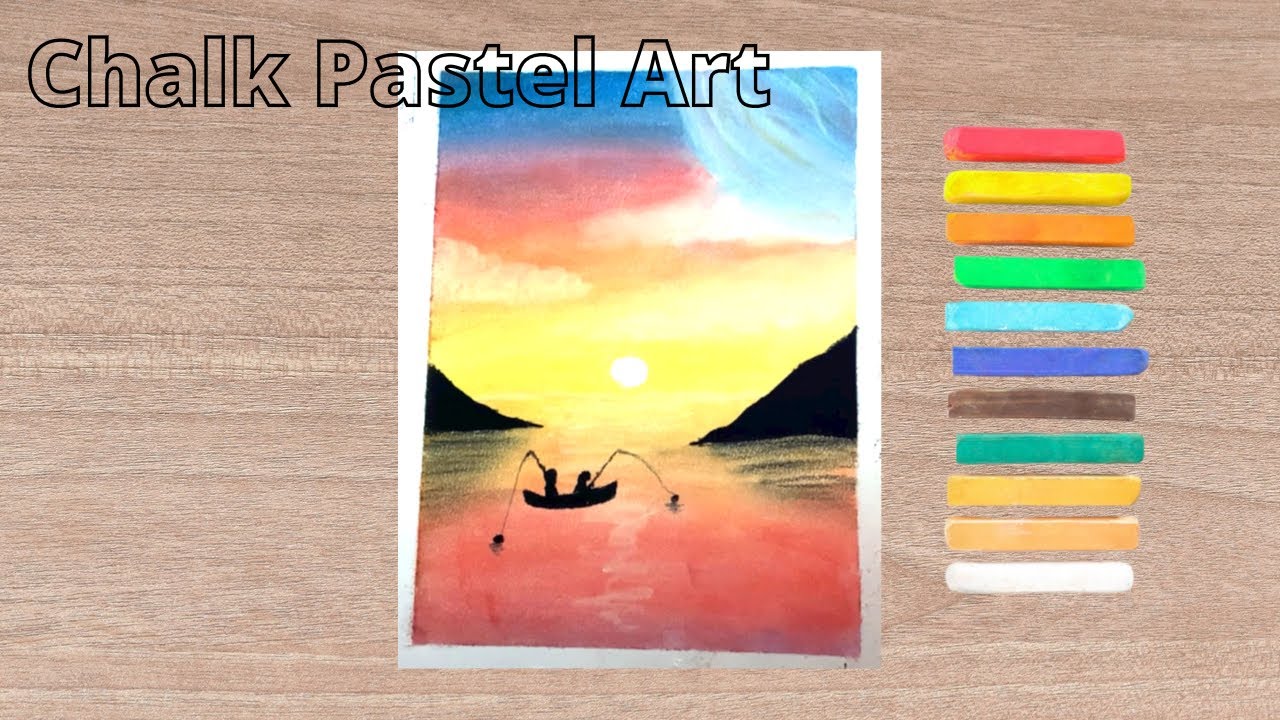 Chalk Pastel Art | Sunset Fishing | Easy SATISFYING Art - YouTube