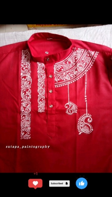 Red panjabi febric design for begginers ️🤍 #youtubeshorts #art # ...