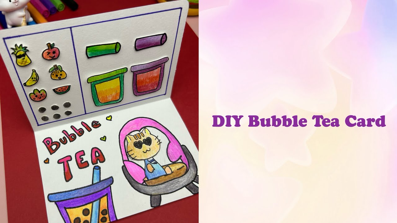 DIY Cute Bubble Tea Card/How To Make/Happy Cat Craft #shorts # ...