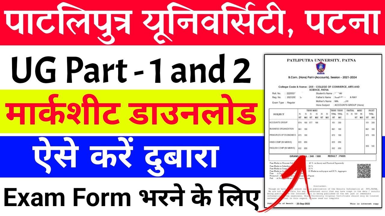 Patliputra University UG Part 1 and 2 ka marksheet download kaise kare ...