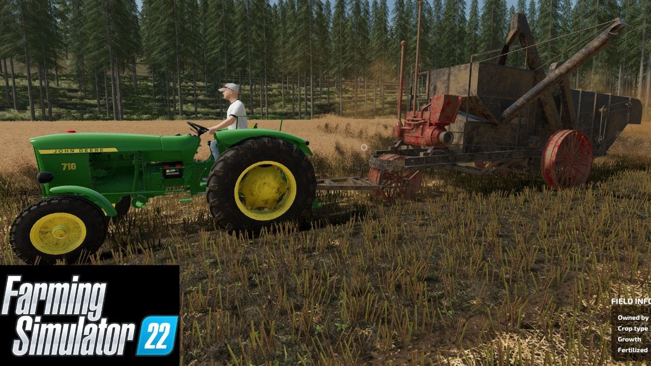 Farm Sim Saturday...First crop on the new field using some vintage ...