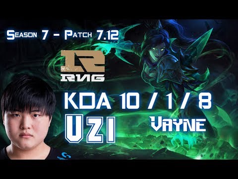 RNG Uzi VAYNE vs ASHE ADC - Patch 7.12 KR Ranked - YouTube