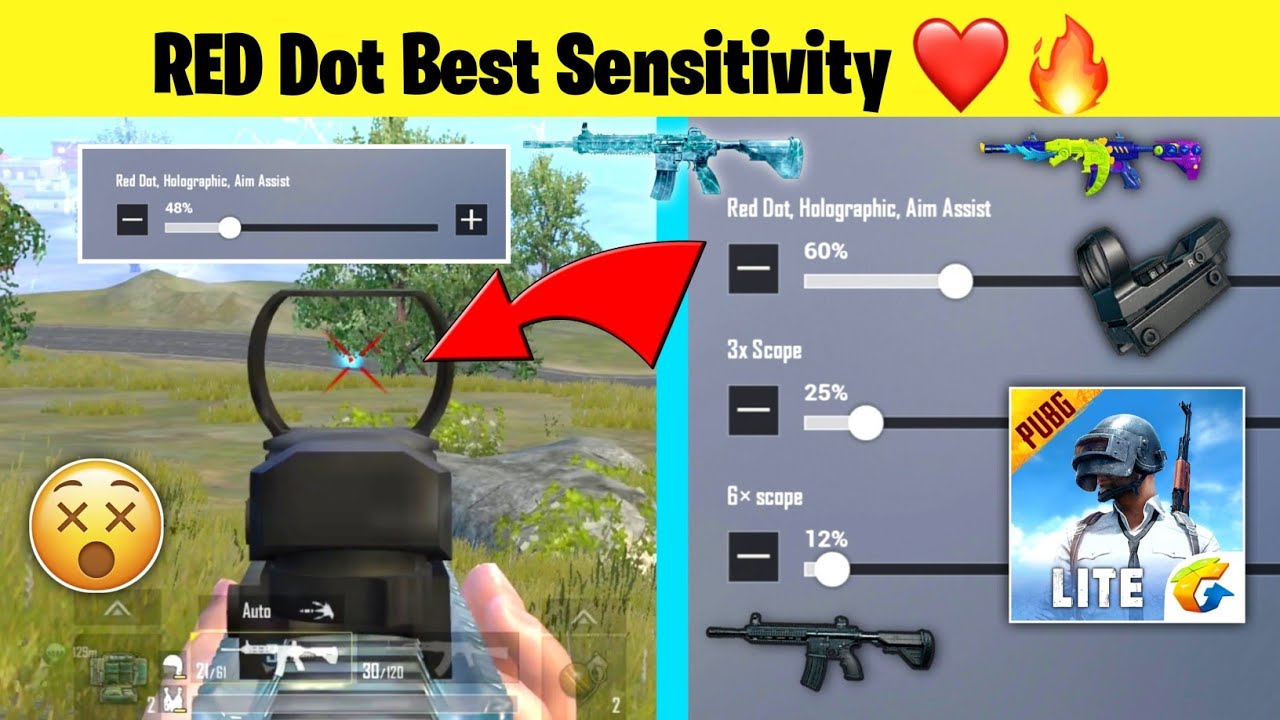 😱RED Dot Best Sensitivity Setting PUBG Mobile Lite | New Sensitivity ...