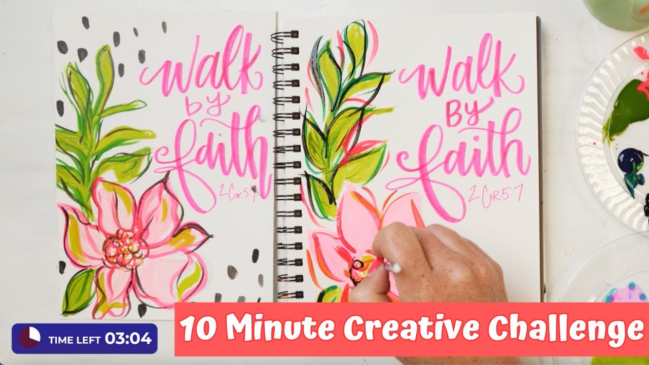 Walk by Faith | Quick & Easy 10 Minute Painting & Lettering - YouTube