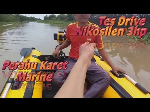 Test drive perahu karet dan mesin tempel 3Hp