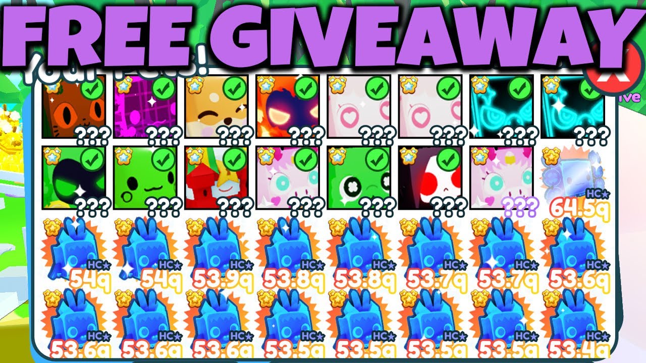 🔴PET SIMULATOR X LIVE GIVEAWAY FREE HARDCORE PETS - PET SIM X GIVEAWAY ...