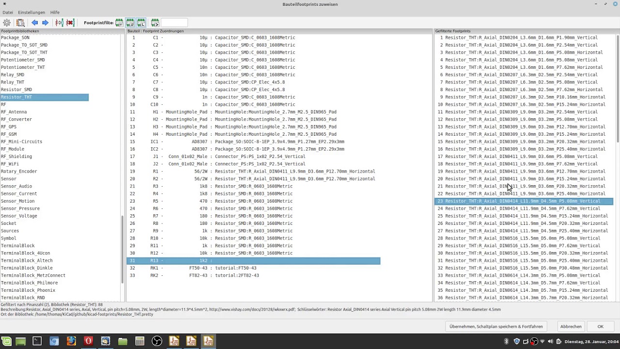 KiCad Widerstand Datenblatt und Footprint - YouTube