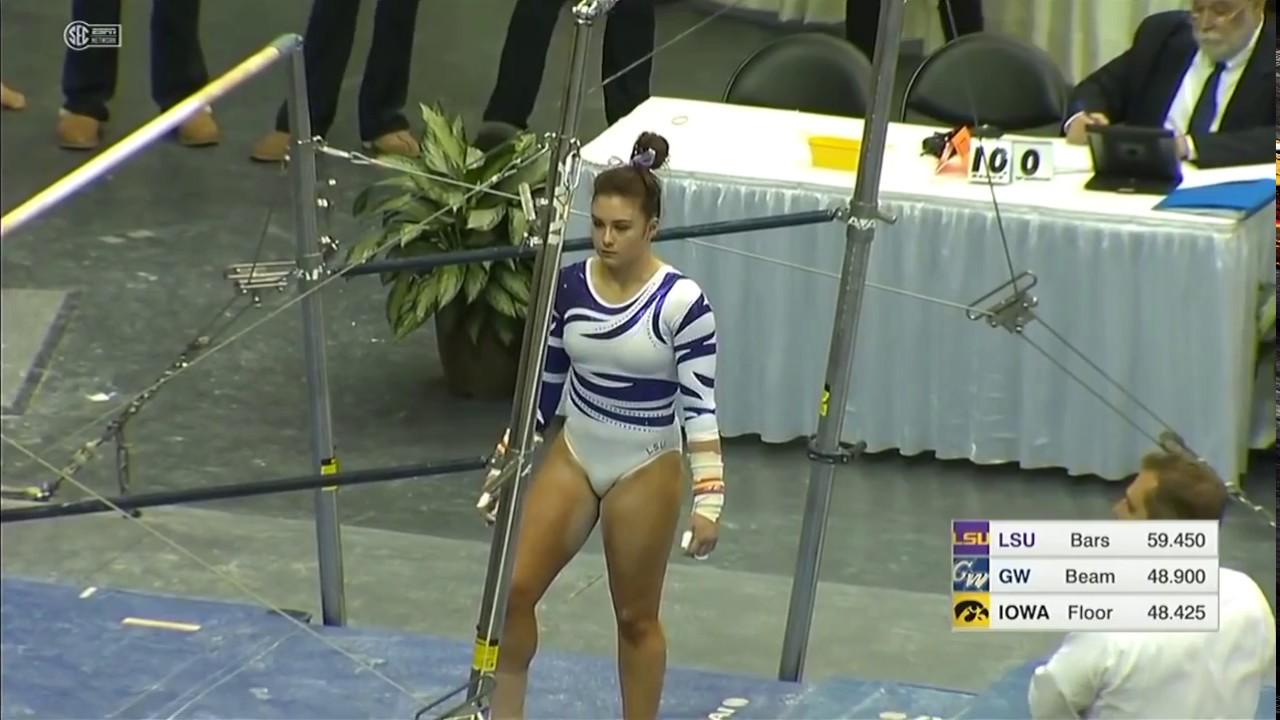Ruby Harrold (LSU) - Uneven Bars (9.8) - George Washington, Iowa at LSU ...
