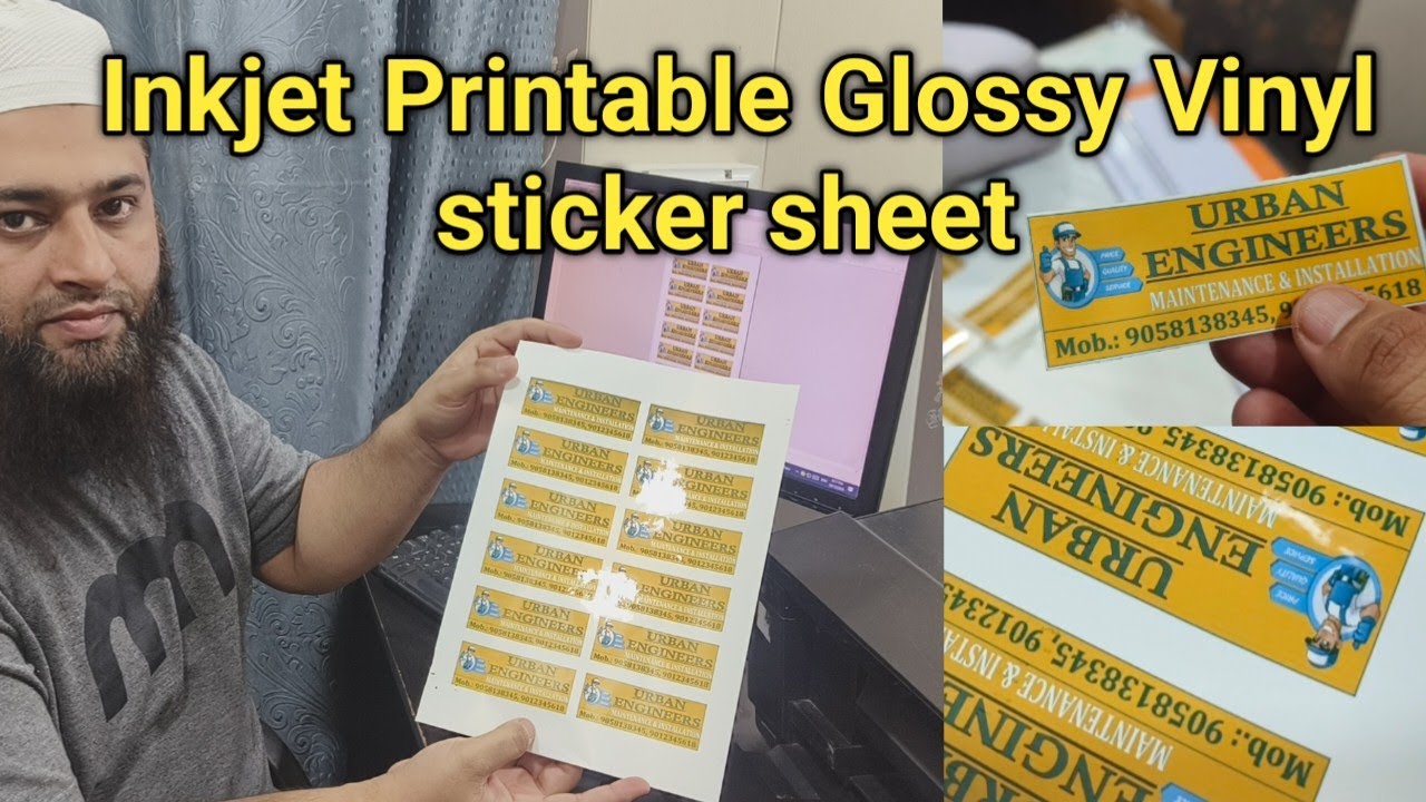 Glossy vinyl sticker sheet print by Epson l1800 printer|waterproof ...
