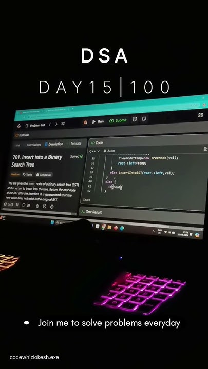 Day 15 100 Learning Dsa👨‍💻[leetcode701 Insert Into Binary Search Tree] Coding Dsa