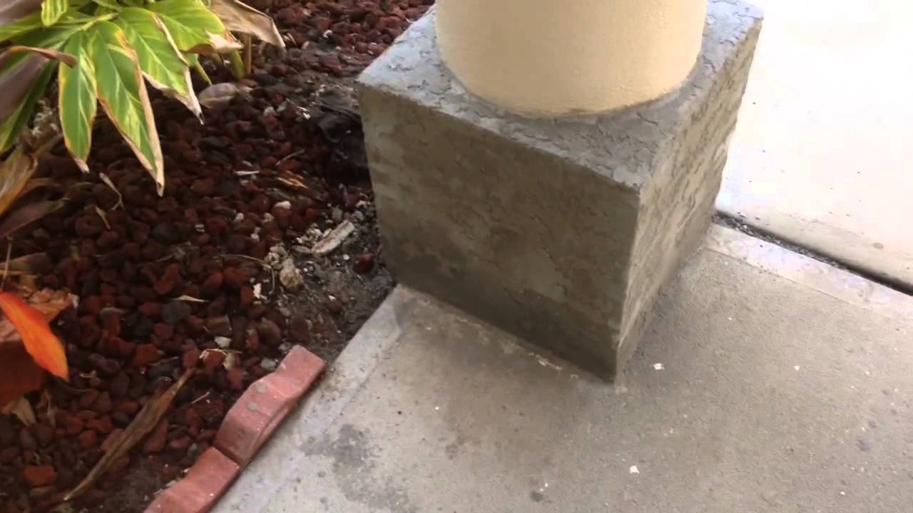 Stucco column bases textured and ready for primer and paint - YouTube