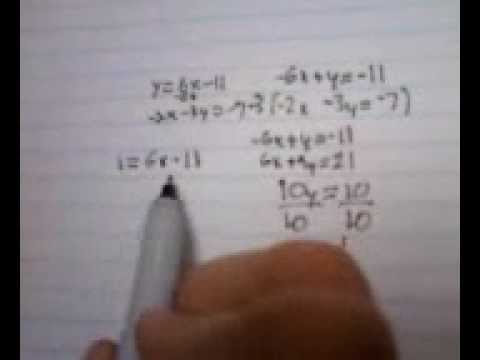 how to solve y=6x-11/ -3x+-3y=-7 - YouTube