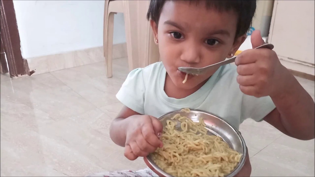 Baby Girl Enjoying Maggi - YouTube