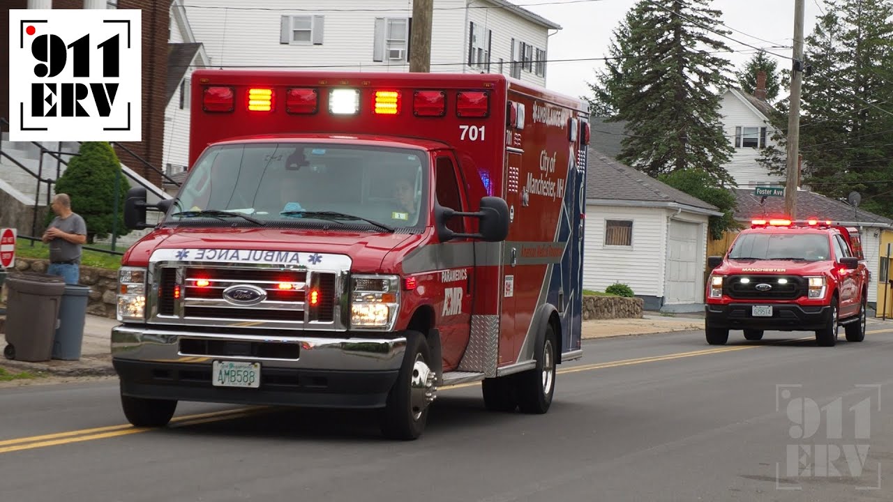 AMR and Manchester Fire Responding | Ambulance 701 and Car 1 - YouTube