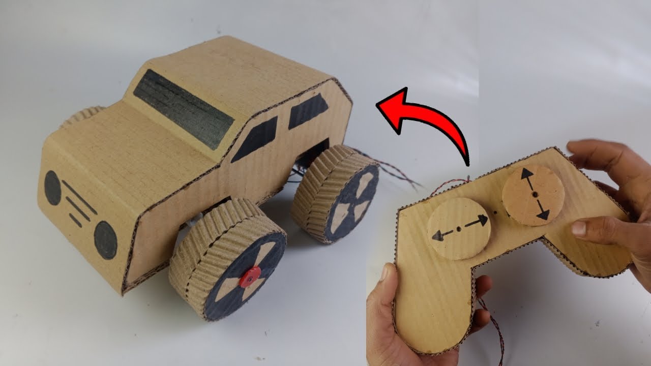 How to make remote control cardboard vehicle car🚗//handmade DC motor ...