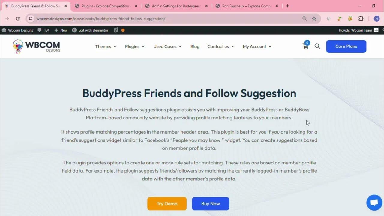 BuddyPress Friend Follow Suggestion Plugin Overview | Wbcom Designs - YouTube