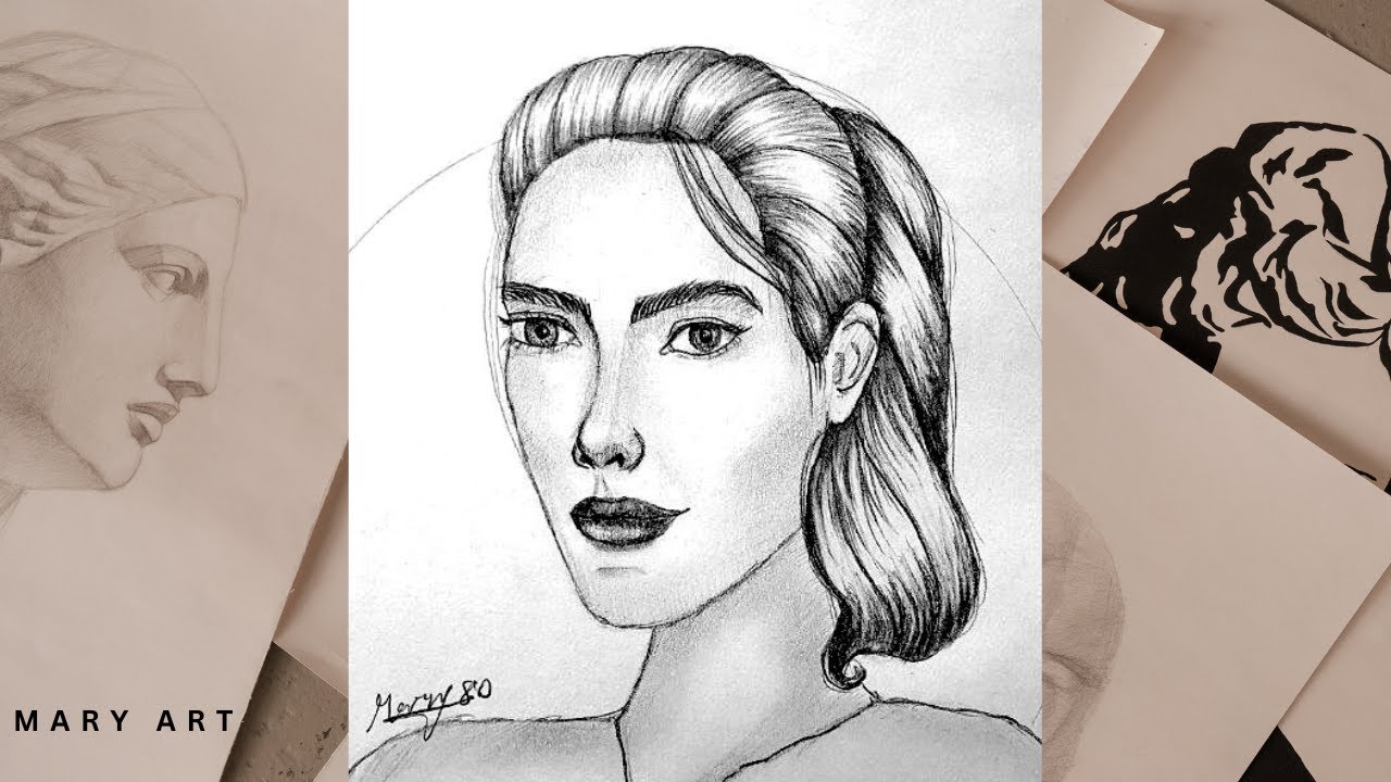 How to draw female face step by step - YouTube