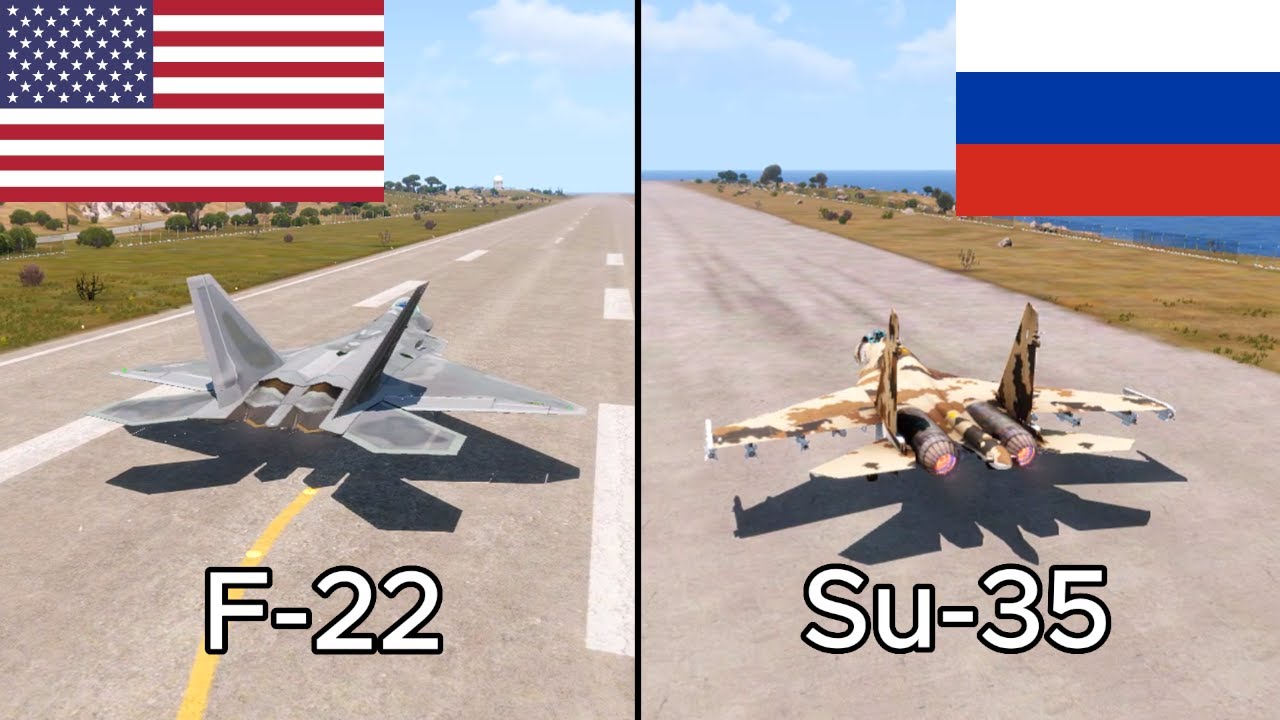 F-22 Raptor VS Sukhoi Su-35 (Battle simulation) - YouTube