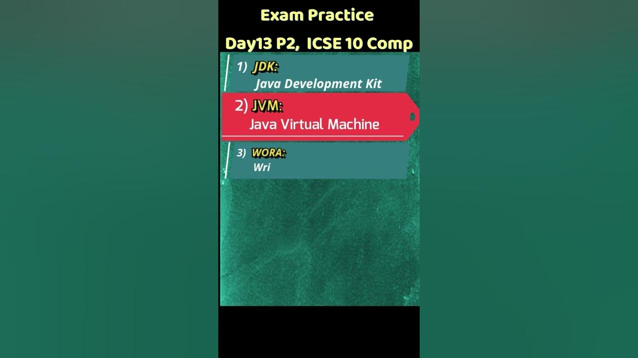 Day 13 P2 Daily Exam Practice For Icse 10 Computer Imp Java Terms Like Jdk Jvm Shorts Icse