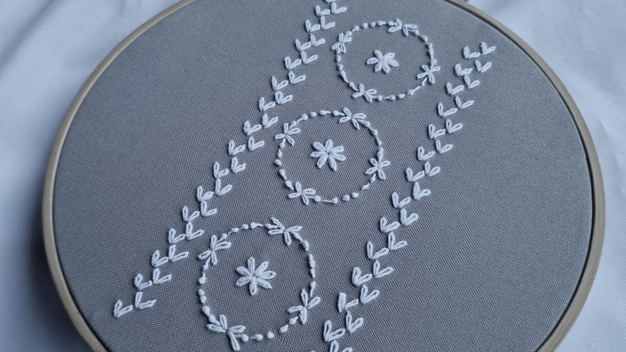 Simple stitches White Embroidery Border Line for beginners - YouTube