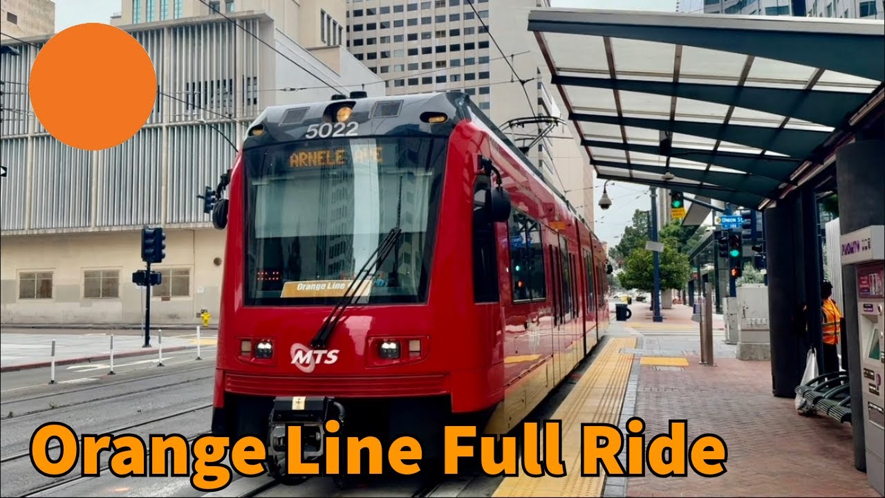 San Diego Orange Line Train Full Ride - Courthouse to Arnele Avenue ...