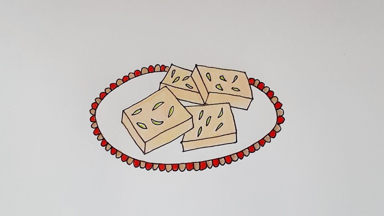 How to draw barfi step by step||sweet drawing for beginners - YouTube