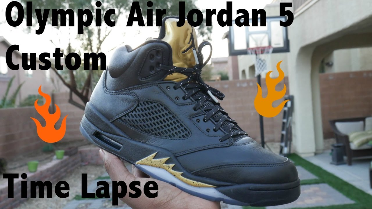 Olympic Air Jordan 5 Custom | Time Lapse - YouTube