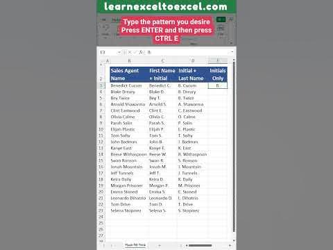 Excel Pro Trick: Extract Initials from Names in Excel using Flash Fill Shortcut: No Formula ...
