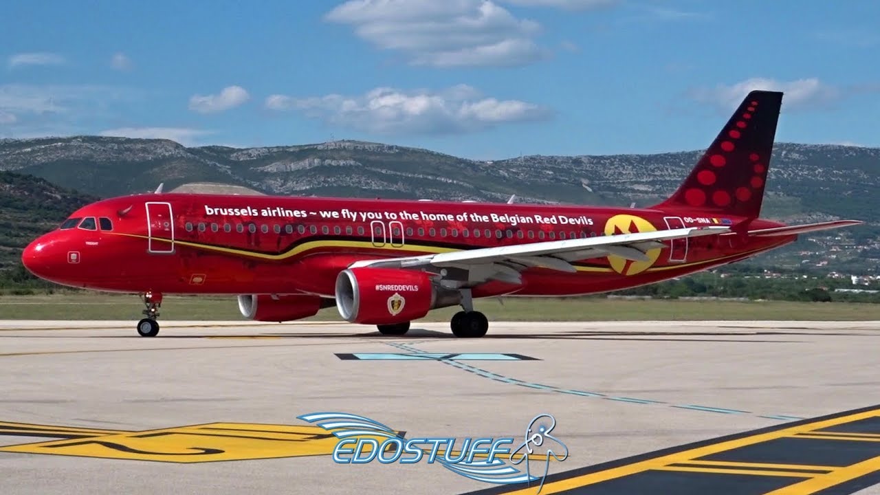 Epic RED DEVILS Airbus A320 - Takeoff from Split Airport LDSP/SPU - YouTube