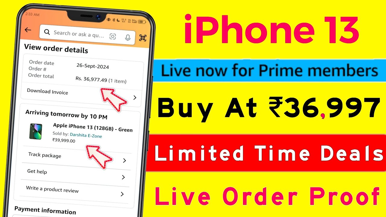 iPhone 13 At ₹36,997 Live Order Proof 🔥 Amazon iPhone 13 Offer 🔥 Flipkart iPhone 15 Offer # ...