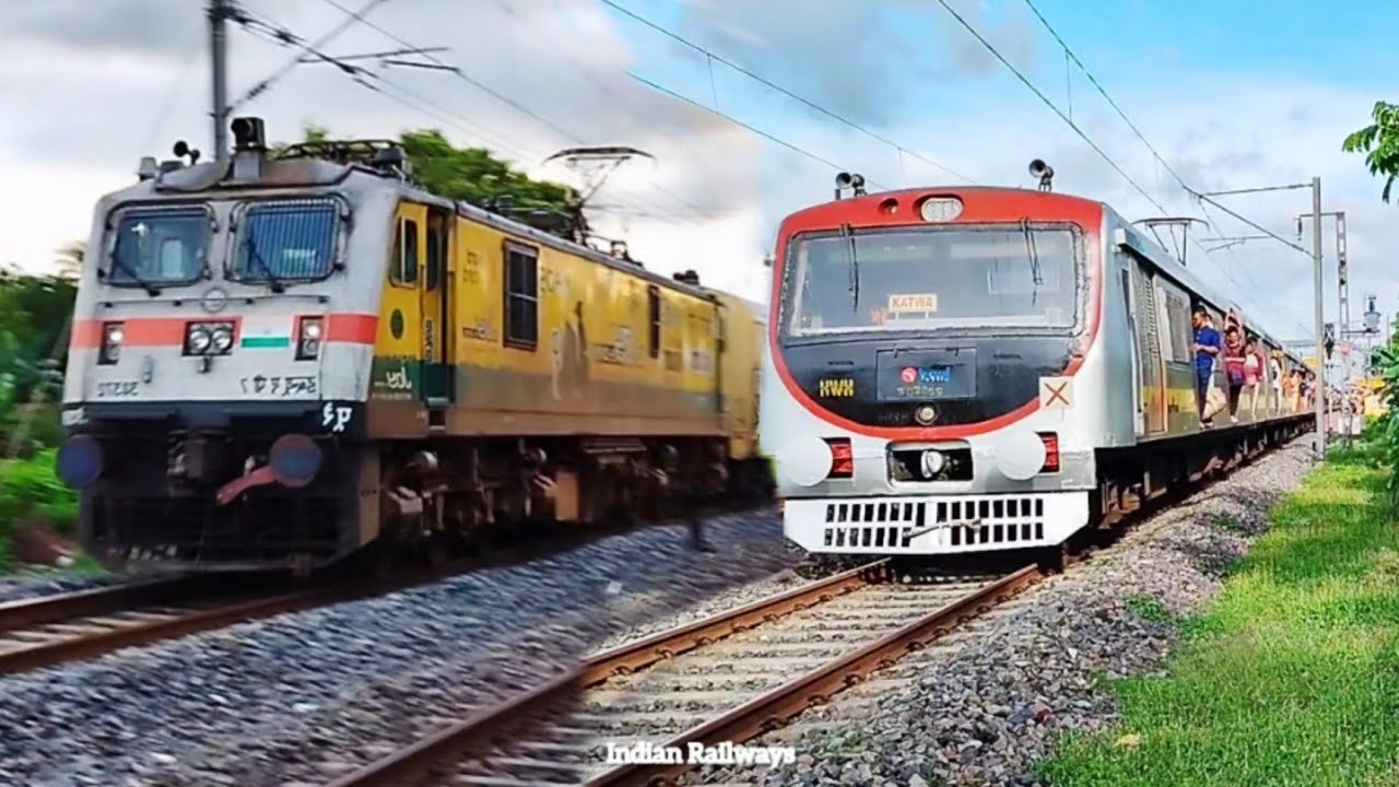Dengerous WAP 7 Teesta Torsa+Jangipur Sealdah Express+Malda intercity+BEML Local Train Crossing ...