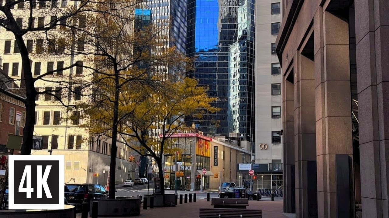 Sunny Day Walk Tour in New York Downtown | Ambient City Sounds - YouTube