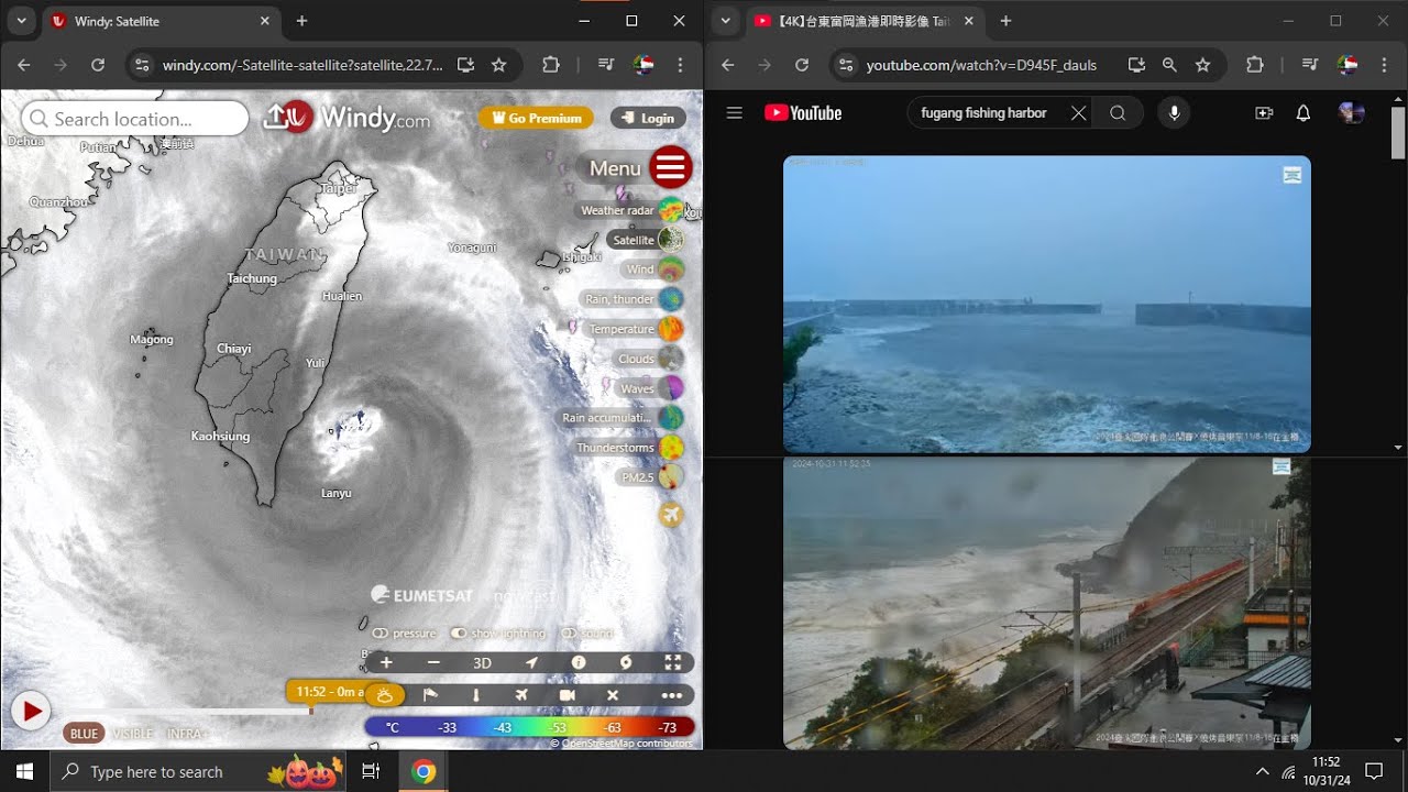 (Live) STRONG Typhoon Kong-rey (Leon) slams Taiwan! w/ live cams ...