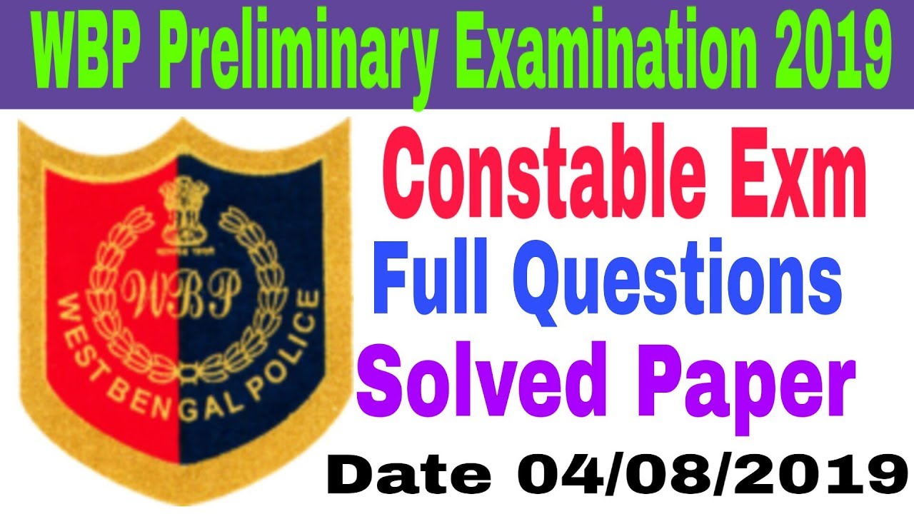 WB Police Constable Preliminary Examination Full Solved Paper 2019 ...