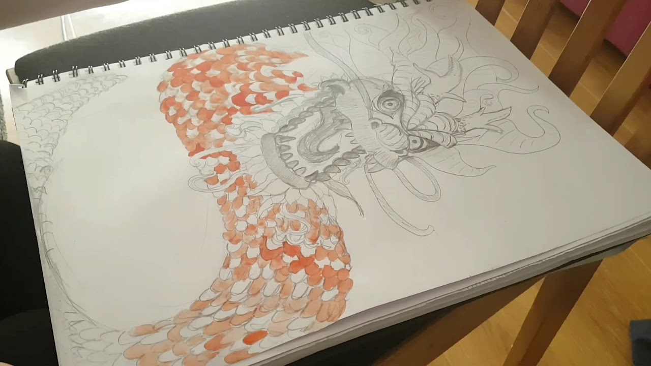 Hand-Drawn Chinese Dragon (water-painting) - YouTube