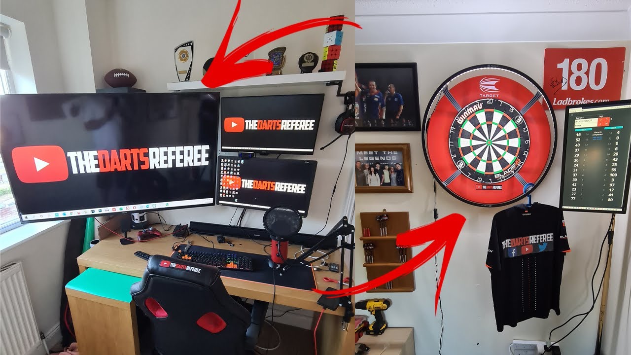 MY DARTS AND YOUTUBE SET UP! A Tour Of My Youtube Room (Man Cave) - YouTube